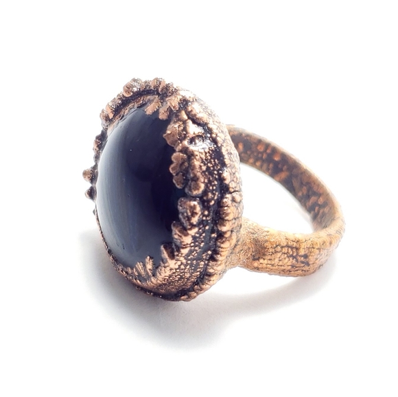 Handmade | Accessories | Black Glass Copper Plated Ring | Poshmark